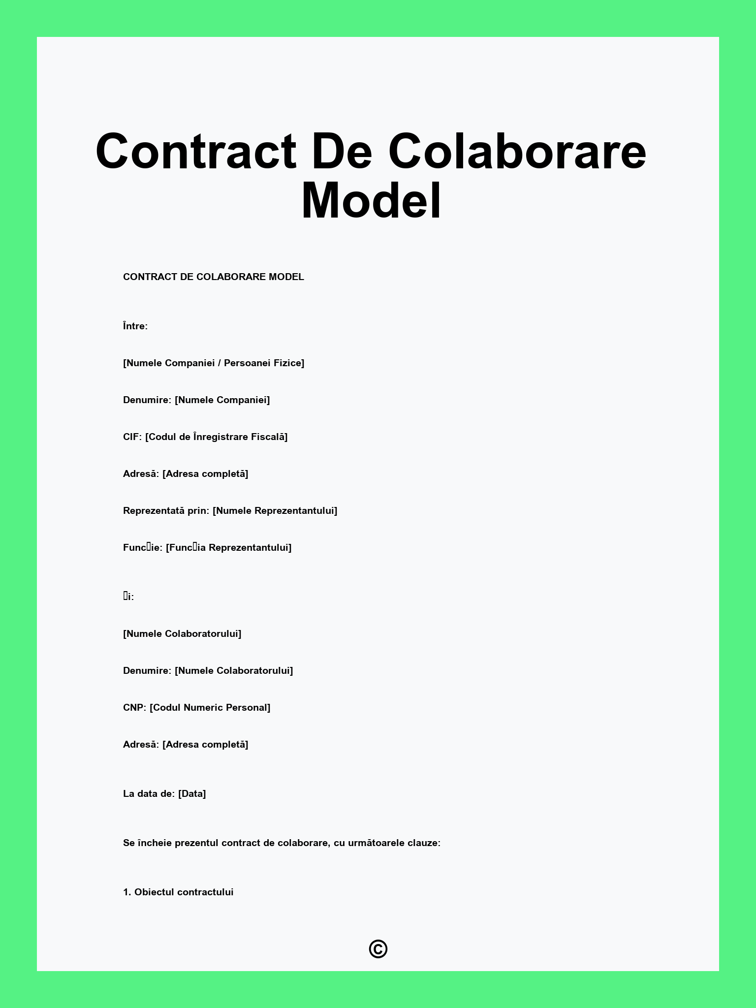 Contract De Colaborare Model