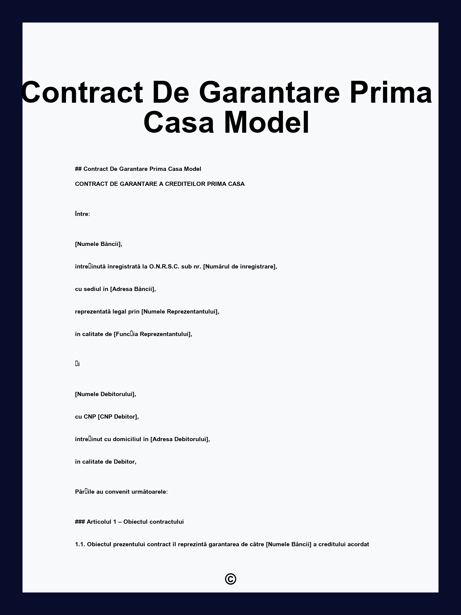 Contract De Garantare Prima Casa Model