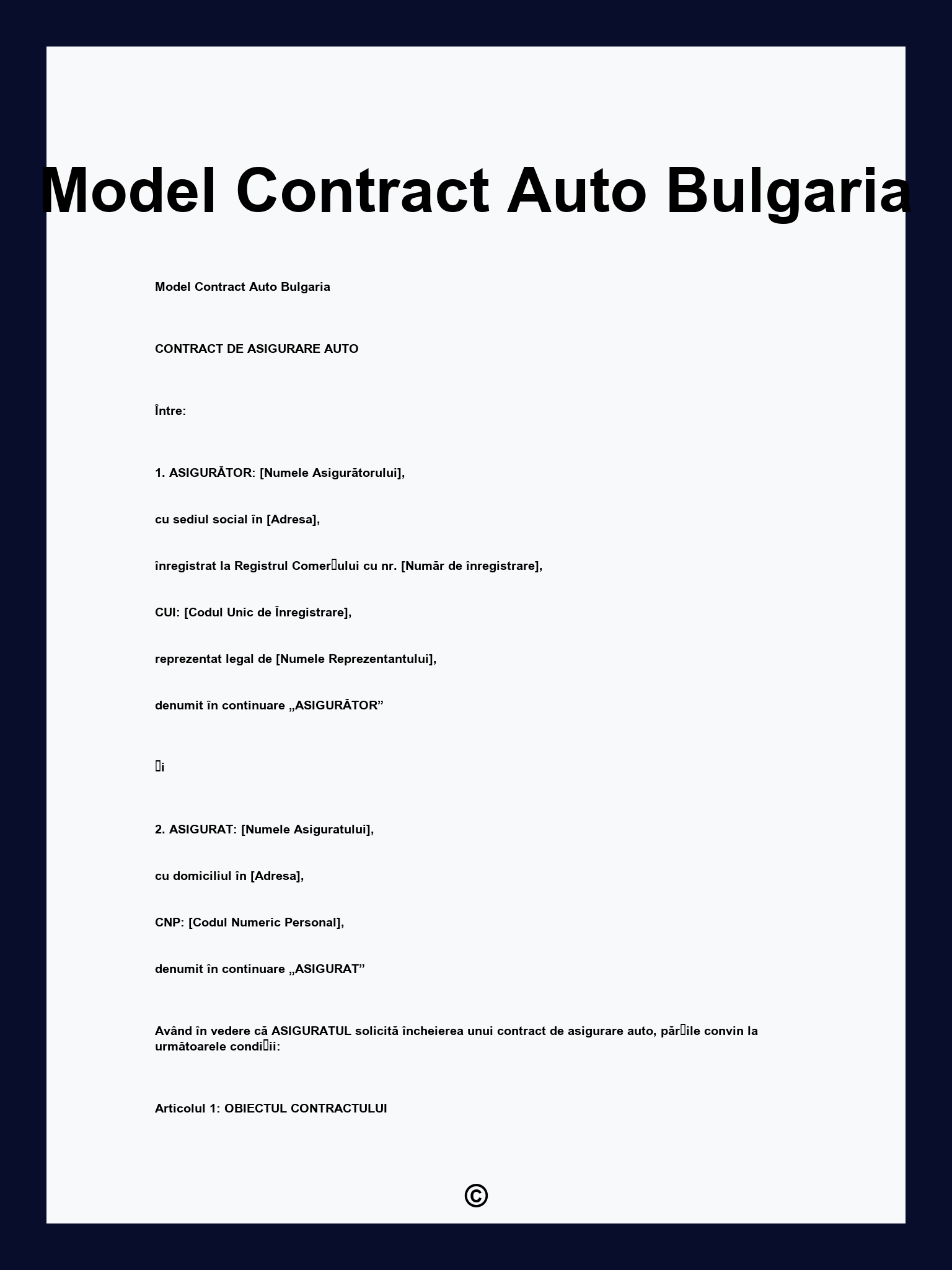 Model Contract Auto Bulgaria